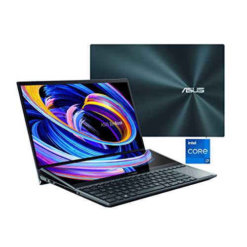 ASUS ZenBook Pro Duo 15 OLED UX582 Laptop, 15.6” OLED 4K Touch Display, Intel Core i9-12900H, 32GB, 1TB, GeForce RTX 3060 Laptop GPU, ScreenPad Plus, Windows 11 Pro, Celestial Blue, UX582ZM-XS99T