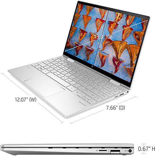 HP Envy X360 2-in-1 13.3" OLED Touchscreen Laptop, Intel Evo Core i7-1195G7, Intel Iris Xe Graphics, 8GB DDR4 RAM, 1TB PCIe SSD, Backlit, Fingerprint, Win11 Home, Silver, with MTC Stylus Pen