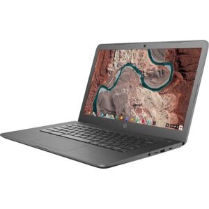 hp 2022 chromebook 14″ hd portable laptop, intel core celeron n3350 processor, 4gb ram, 32gb emmc, long battery life, webcam, bluetooth, wi-fi, chrome os, black