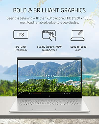 HP Envy 17 Laptop, 11th Gen Intel Core i7-1165G7, 12 GB RAM, 1 TB SATA Hard Drive & 256 GB SSD Storage, 17.3-inch Full HD IPS Touchscreen, Windows 10 Home, HD Webcam, Audio by B&O (17-cg1010nr, 2021)