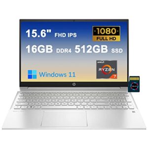 hp pavilion 15 business laptop | 15.6″ fhd ips brightview multi-touch display | amd 8-core ryzen 7 5825u (>i7-1160g7) | 16gb ddr4 512gb ssd | backlit usb-c hdmi b&o win11pro silver + 32gb microsd card