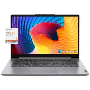 lenovo newest ideapad 1i 14″ hd laptop, 4gb ram, 256gb storage, intel pentium n5030 processor, 10hrs battery life, rapid charge, home&education laptop, hdmi, type-c, windows 11s, 1 year microsoft 365