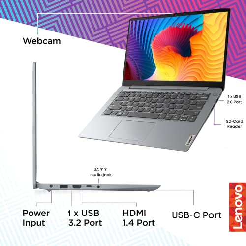 Lenovo Newest IdeaPad 1i 14" HD Laptop, 4GB RAM, 256GB Storage, Intel Pentium N5030 Processor, 10Hrs Battery Life, Rapid Charge, Home&Education Laptop, HDMI, Type-C, Windows 11S, 1 Year Microsoft 365