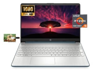 hp 15 business laptop computer, amd ryzen 5 5500u, 15.6″ fhd display, windows 10 pro, 16gb ram 512gb ssd, ac smart pin, fast charge, sd card reader, 32gb usb card