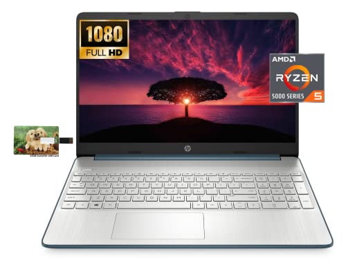 HP 15 Business Laptop Computer, AMD Ryzen 5 5500U, 15.6" FHD Display, Windows 10 Pro, 16GB RAM 512GB SSD, AC Smart pin, Fast Charge, SD Card Reader, 32GB USB Card