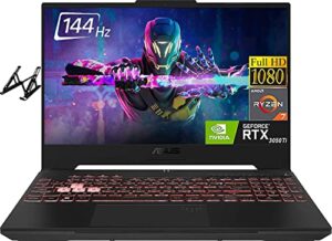 asus 2022 newest tuf a15 gaming laptop, 15.6 inch fhd 144hz display, amd ryzen 7-6800h, geforce rtx 3050 ti, 64gb ddr5 ram, 2tb ssd, rgb backlit keyboard, windows 11 home, bundle with laptop stand