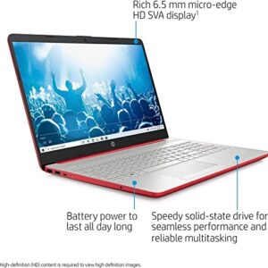 HP Laptop, 15.6" HD Display, Intel Pentium Gold 6405U 2.4 GHz Processor, 8GB DDR4 RAM, 1TB SSD, SD Card Reader, Webcam, HDMI, Wi-Fi, RJ-45, USB-C, Windows 11 Home, Red, JVQ MP