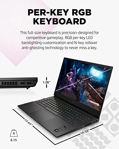 HP OMEN Laptop, IntelCore i7-12700H Processor, NVIDIA GeForce RTX 3070 Ti L Dedicated Graphics, 16 GB RAM Memory, Windows 11home Operating System (17-ck1020nr, Shadow Black)