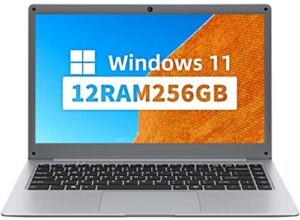 jumper laptop 14 inch 12gb ddr4 ram 256gb ssd,intel quad core celeron n4100, windows 11 thin and light laptops computer, full hd 1080p display,hd webcam,dual speakers,2.4/5ghz wifi,long battery life