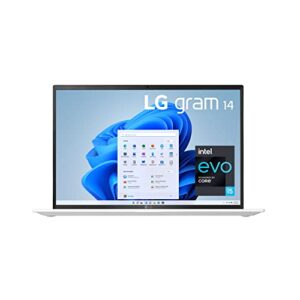 LG Gram 14Z90P Laptop 14" Ultra-Lightweight, (1920 x 1200), Intel Evo 11th gen CORE i5 , 8GB RAM, 256GB SSD, Windows 11 Home, 25.5 Hour Battery, Alexa Built-in, 2X USB-C, HDMI, USB-A - White