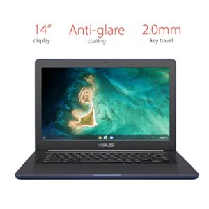 ASUS Chromebook C403 Rugged & Spill Resistant Laptop, 14.0" HD, 180 Degree, Intel Celeron N3350 Processor, 4GB RAM, 32GB eMMC, MIL-STD 810G Durability, Dark Blue, Education, Chrome OS, C403NA-WS42-BL