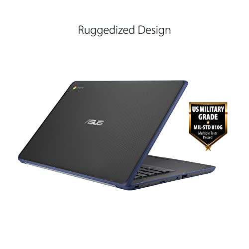 ASUS Chromebook C403 Rugged & Spill Resistant Laptop, 14.0" HD, 180 Degree, Intel Celeron N3350 Processor, 4GB RAM, 32GB eMMC, MIL-STD 810G Durability, Dark Blue, Education, Chrome OS, C403NA-WS42-BL