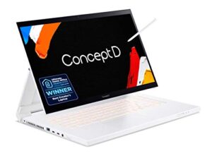 conceptd 7 ezel cc715-71-7163 convertible creator laptop, intel i7-10875h, geforce rtx 2080 super, 15.6″ 4k uhd ips, pantone validated, 100% adobe rgb, 32gb ddr4, 2tb nvme ssd in raid 0, wacom emr pen