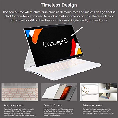 ConceptD 7 Ezel CC715-71-7163 Convertible Creator Laptop, Intel i7-10875H, GeForce RTX 2080 SUPER, 15.6" 4K UHD IPS, PANTONE Validated, 100% Adobe RGB, 32GB DDR4, 2TB NVMe SSD in RAID 0, Wacom EMR Pen