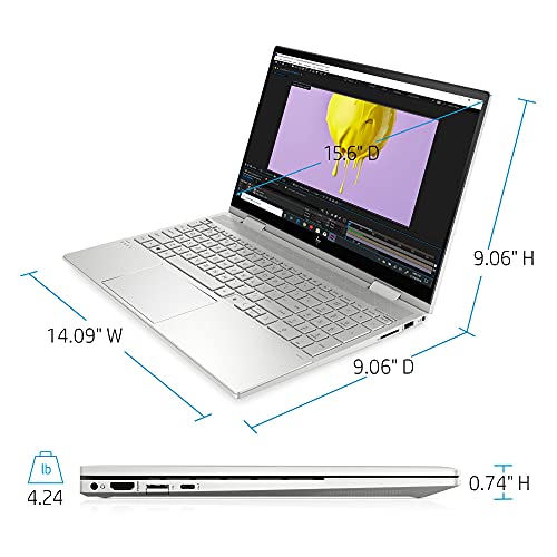 HP Envy x360 15 2-in-1 Laptop I 15.6'' FHD IPS Touchscreen I 11th Gen Intel 4-Core i5-1135G7 (>i7-10710U) I 16GB DDR4 512GB SSD I Fingerprint Backlit USB-C HDMI Win10Pro + 32GB MicroSD Card, Silver