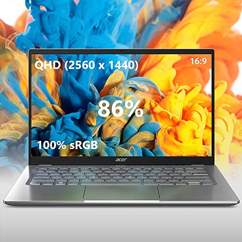 Acer Swift 3 Intel Evo Thin & Light Laptop | 14" QHD 100% sRGB | Intel Core i7-1260P | Intel Iris Xe Graphics | 16GB LPDDR4X | 512GB SSD | Killer Wi-Fi 6E AX1675 | Windows 11 Home | SF314-512-78JG