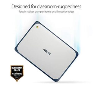 ASUS Chromebook C202XA Rugged & Spill Resistant Laptop, 11.6" HD, 180 Degree, MediaTek 8173C Processor, 4GB RAM, 32GB Storage, MIL-STD 810G Durability, Blue, Education, Chrome OS, C202XA-YB04-BL