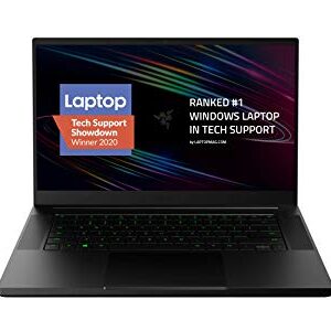 Razer Blade 15 Base Gaming Laptop 2020: Intel Core i7-10750H 6-Core, NVIDIA GeForce GTX 1660 Ti, 15.6" FHD 1080p 144Hz, 16GB RAM, 256GB SSD, CNC Aluminum, Chroma RGB Lighting, Thunderbolt 3, Black