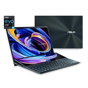 asus zenbook duo 14 ux482 14” fhd nanoedge touch display, intel evo platform, core i7-1165g7, 8gb ram, 512gb pcie ssd, innovative screenpad plus, windows 10 home, celestial blue, ux482ea-ds71t