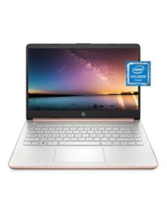 hp 14 laptop, intel celeron n4020, 4 gb ram, 64 gb storage, 14-inch micro-edge hd display, windows 10 home, thin & portable, 4k graphics, one year of microsoft 365 (14-dq0030nr, 2021, pale rose gold)