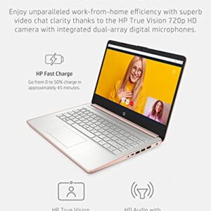 HP 14 Laptop, Intel Celeron N4020, 4 GB RAM, 64 GB Storage, 14-inch Micro-edge HD Display, Windows 10 Home, Thin & Portable, 4K Graphics, One Year of Microsoft 365 (14-dq0030nr, 2021, Pale Rose Gold)