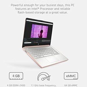 HP 14 Laptop, Intel Celeron N4020, 4 GB RAM, 64 GB Storage, 14-inch Micro-edge HD Display, Windows 10 Home, Thin & Portable, 4K Graphics, One Year of Microsoft 365 (14-dq0030nr, 2021, Pale Rose Gold)