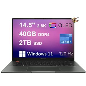 asus vivobook s 14x oled business laptop 14.5″ 2.8k oled 120hz (600nits, 100% dci-p3) 12th gen intel 14-core i7-12700h 40gb ddr4 2tb ssd backlit fingerprint thunderbolt harman win11 + hdmi cable