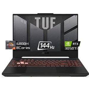 asus 2022 tuf gaming a15 15.6″ fhd 144hz gaming laptop – amd ryzen 7 -6800h -rtx 3050 ti, ddr5, mux, rgb backlit kb, wifi 6, win 11, w/hdmi(16gb ram 512gb ssd)