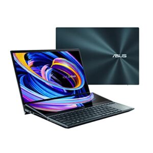 asus zenbook pro duo 15 oled ux582 laptop, 15.6” 4k touch display, intel core i9-12900h, 32gb ram, 1tb ssd, geforce rtx 3070 ti, screenpad plus, windows 11 pro, celestial blue, ux582zw-xb99t