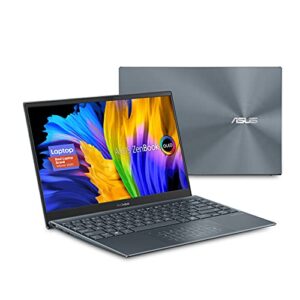 asus zenbook 13 oled ultra-slim laptop, 13.3” fhd nanoedge bezel display, amd ryzen 7 5700u, 8gb lpddr4x ram, 512gb pcie ssd, numberpad, wi-fi 5, windows 11 home, pine grey, um325ua-dh71