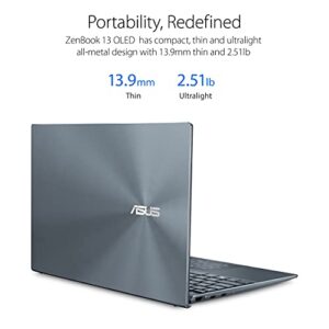 ASUS ZenBook 13 OLED Ultra-Slim Laptop, 13.3” FHD NanoEdge Bezel Display, AMD Ryzen 7 5700U, 8GB LPDDR4X RAM, 512GB PCIe SSD, NumberPad, Wi-Fi 5, Windows 11 Home, Pine Grey, UM325UA-DH71