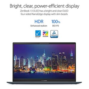 ASUS ZenBook 13 OLED Ultra-Slim Laptop, 13.3” FHD NanoEdge Bezel Display, AMD Ryzen 7 5700U, 8GB LPDDR4X RAM, 512GB PCIe SSD, NumberPad, Wi-Fi 5, Windows 11 Home, Pine Grey, UM325UA-DH71