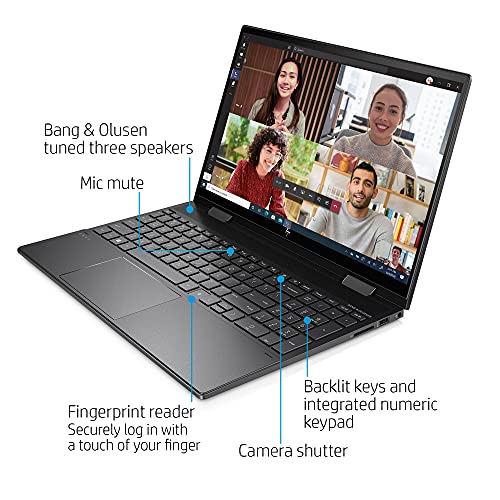 HP Envy x360 2-in-1 Convertible Business Laptop, 15.6” FHD Touchscreen, AMD Ryzen 7 5700U, Windows 10 Pro, 1TB SSD, 32GB RAM, Fingerprint Reader, Backlit Keyboard, Wi-Fi 6, 32GB Durlyfish USB Card