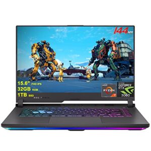 asus rog strix g15 g513 gaming laptop 15.6″ fhd ips 144hz amd octa-core ryzen 7 4800h (beats i7-11370h) 32gb ram 1tb ssd geforce rtx 3060 6gb graphic usb-c rgb backlit win11 black + hdmi cable