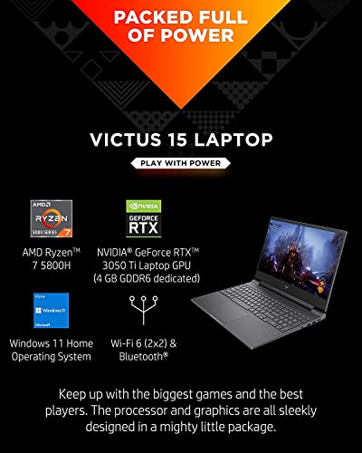 HP Victus Gaming Laptop 2022 Newest, 15.6 inch FHD Display, AMD Ryzen 7 5800H(Beat i7-11800H) 8 Core, NVIDIA GeForce RTX 3050 Ti, 16GB RAM, 1TB SSD, WiFi, Windows 11 Home, Bundle with JAWFOAL