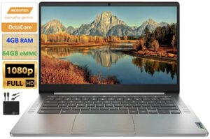 2021 flagship lenovo chromebook 14″ fhd laptop computer for business student, octa-core mediatek mt8183 upto 2ghz, 4gb ram, 64gb emmc,802.11ac wifi,webcam, 10 hours battery, chrome os(renewed)