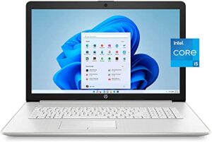 new hp 17 laptop,17.3″ fhd ips display, 11th gen intel core i5-1135g7(beats i7-8500), 16gb ram, 512gb ssd, wi-fi 5, bluetooth, hdmi, webcam, windows 11, backlit keyboard, natural silver 9h