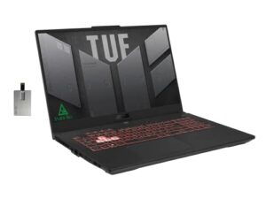 asus 2022 tuf a17 17.3″ fhd 144hz gaming laptop, amd ryzen 7-6800h processor, 32gb ddr5 ram, 1tb pcie ssd, backlit keyboard, geforce rtx 3060 6g ddr6, hd webcam, windows 11, gray, 32gb usb card