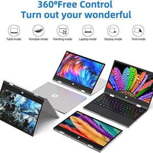 jumper EzBook X1 11.6 Inch 1080P FHD Touchscreen Laptop,Intel Celeron Dual Core Processor,Flip Computer PC 4GB RAM,128GB eMMC,Windows 11 Home,Supports TF Card and 1TB M.2 SSD Extension - Silver