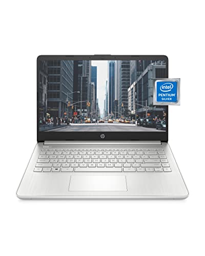 HP 14 inch Laptop, Intel Pentium Silver N5030 Processor, Intel UHD Graphics, 128 GB SSD, Windows Window 11 in S Mode (14-dq0090nr, Natural Silver)