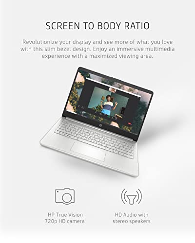 HP 14 inch Laptop, Intel Pentium Silver N5030 Processor, Intel UHD Graphics, 128 GB SSD, Windows Window 11 in S Mode (14-dq0090nr, Natural Silver)