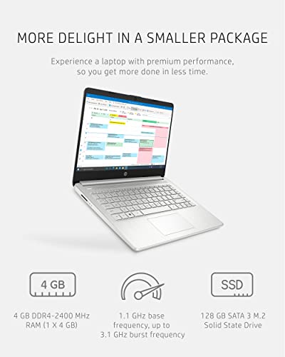 HP 14 inch Laptop, Intel Pentium Silver N5030 Processor, Intel UHD Graphics, 128 GB SSD, Windows Window 11 in S Mode (14-dq0090nr, Natural Silver)