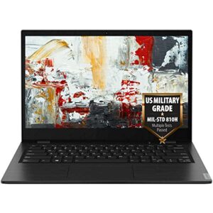 lenovo business laptop, 14″ fhd (1920 x 1080) display, amd a6-9220c processor, 4gb ram, 64gb emmc, long battery life, military-grade durability, webcam, hdmi, wi-fi, bluetooth, usb-c, windows 10 pro