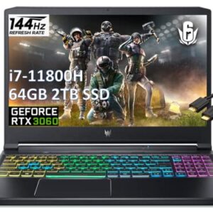 Acer Predator Helios 300 15.6" FHD 144Hz 3ms (Intel Core i7-11800H, 64GB RAM, 2TB SSD, Geforce RTX 3060) IPS Gaming Laptop, RGB Backlit, Thunderbolt, IST HDMI, Windows 11 Home