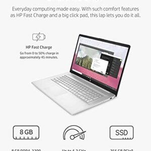 HP 17 Laptop PC, 11th Gen Intel Core i3-1125G4, 8 GB RAM, 256 GB SSD Storage, 17.3-inch HD+ Touchscreen, Windows 10 Home, Long Battery Life, HD Web-cam & Dual Microphones (17-cn0010nr, 2021) Silver