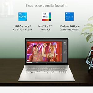 HP 17 Laptop PC, 11th Gen Intel Core i3-1125G4, 8 GB RAM, 256 GB SSD Storage, 17.3-inch HD+ Touchscreen, Windows 10 Home, Long Battery Life, HD Web-cam & Dual Microphones (17-cn0010nr, 2021) Silver