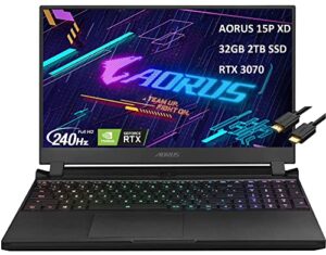 gigabyte aorus 15p xd 15.6″ fhd 240hz (intel 8-core i7-11800h, 32gb ram, 2tb pcie ssd, rtx 3070), thin bezel ips gaming laptop, thunderbolt 4, rgb backlit, webcam, hdmi cable, windows 11-2022