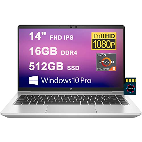 HP ProBook 445 G8 Wolf Pro Security Edition 14 Laptop | 14" FHD IPS Display | AMD 6-Core Ryzen 5 5600U (>i7-1160G7) | 16GB DDR4 512GB SSD | Backlit Keyboard USB-C Win10Pro Silver + 32GB MicroSD Card