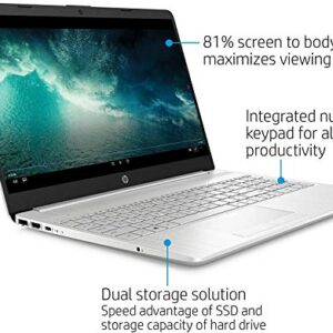 HP 2021 15.6'' HD Laptop PC AMD Dual-Core Ryzen 3 3250U 4GB DDR4 128GB SSD + 1TB HDD AMD Radeon Graphics USB-C HDMI WiFi AC RJ45 Bluetooth Webcam Fast Charge Windows 10 Home