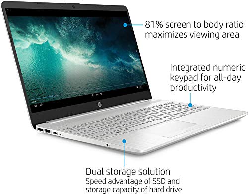 HP 2021 15.6'' HD Laptop PC AMD Dual-Core Ryzen 3 3250U 4GB DDR4 128GB SSD + 1TB HDD AMD Radeon Graphics USB-C HDMI WiFi AC RJ45 Bluetooth Webcam Fast Charge Windows 10 Home